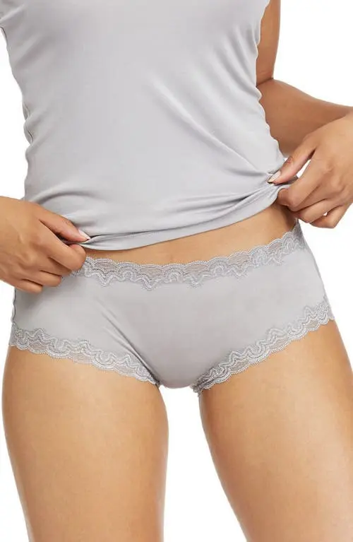 Uwila Warrior Soft Silk Lace Trim Silk Briefs - Alloy