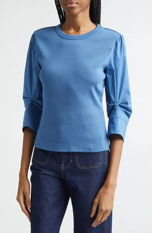 Veronica Beard Junia Mixed Media Top