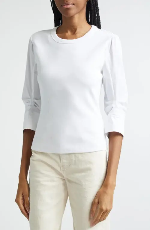 Veronica Beard Junia Mixed Media Top - White