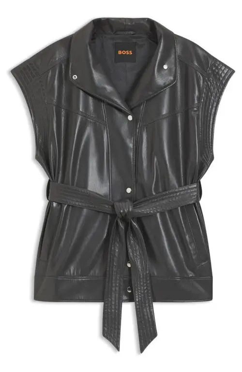 Hugo Boss Jacaro Belted Faux Leather Vest
