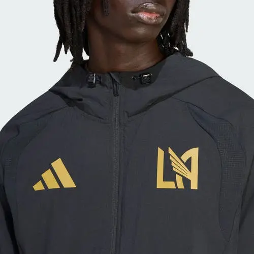 Adidas Lafc Tiro Travel Full-zip Hooded Windbreaker By - Black