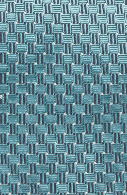 Canali Teal Geometric Jacquard Silk Tie