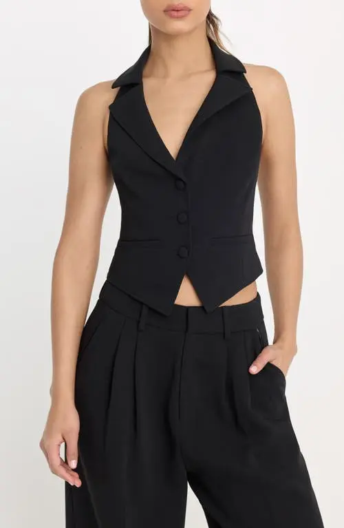 Good American Luxe Suiting Halter Vest - Black001