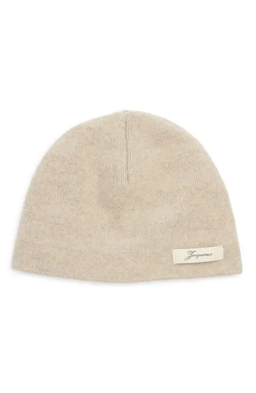 Jacquemus Le Bonnet Chevron Virgin Wool & Cashmere Beanie - Light Beige 130