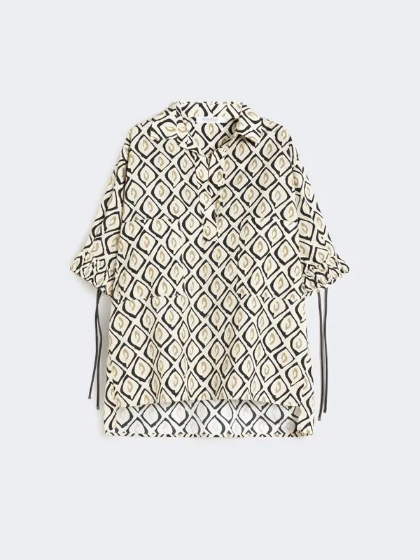 Max Mara Oversized Printed Poplin Shirt - Beige