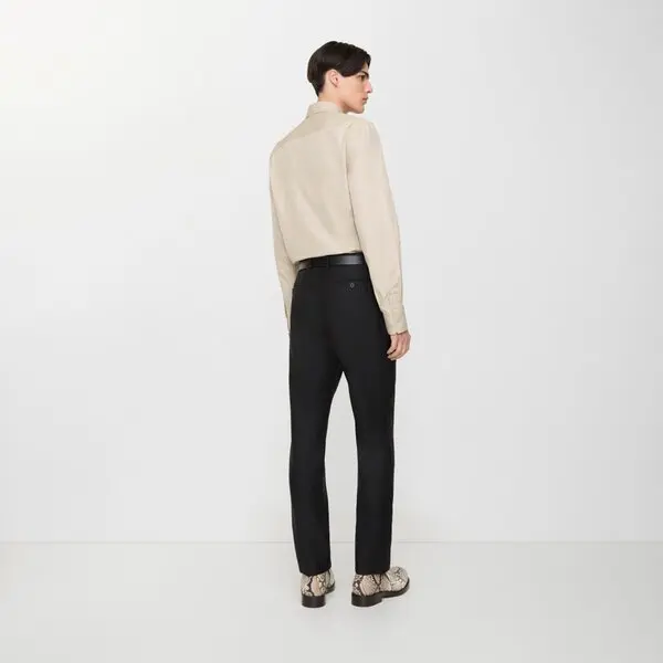 Burberry Striped Wool Mohair Tailored Trousers - Black