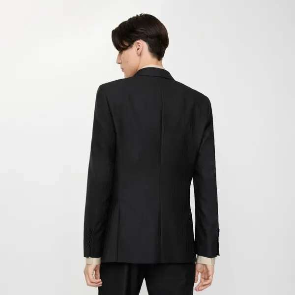 Burberry Striped Wool Mohair Tailored Trousers - Black