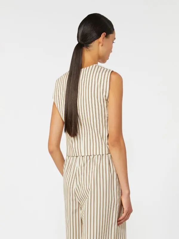 Max Mara Striped Cotton And Silk Canvas Gilet - Beige