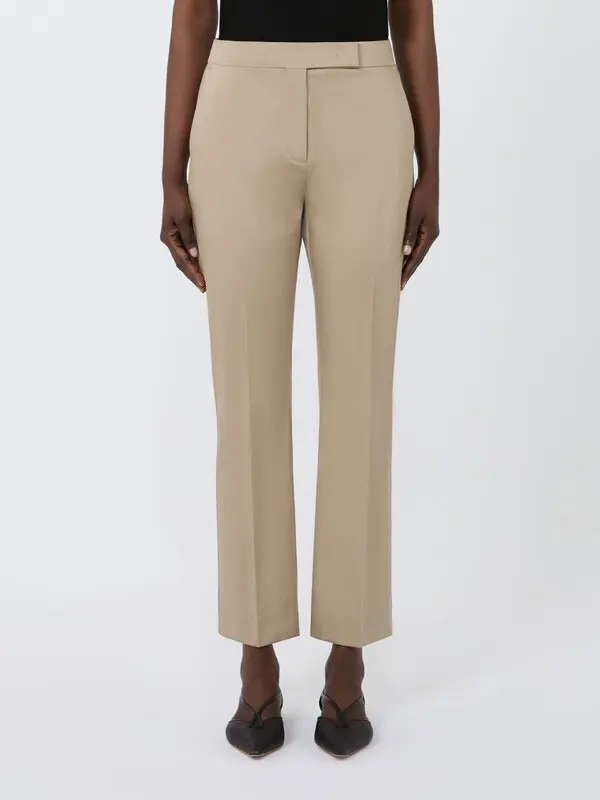 Max Mara Slim-fit Cotton Satin Trousers - Kaki