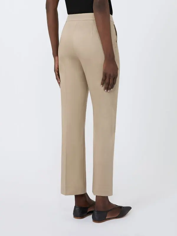 Max Mara Slim-fit Cotton Satin Trousers - Kaki