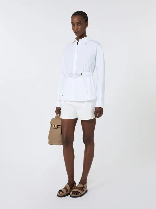 Max Mara Stretch Cotton Satin High-waisted Shorts - Silk