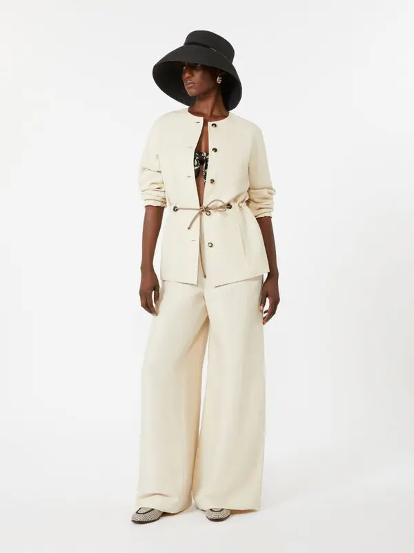 Max Mara Linen And Silk Wide-leg Trousers - Beige