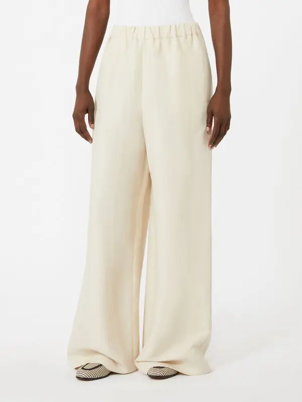 Max Mara Linen And Silk Wide-leg Trousers - Beige