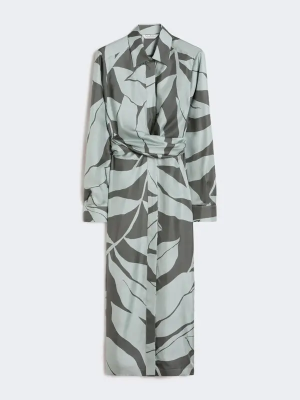Max Mara Printed Silk Shirt Dress - Green