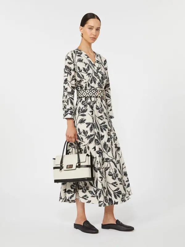 Max Mara Printed Cotton Poplin Wrap Dress - Beige
