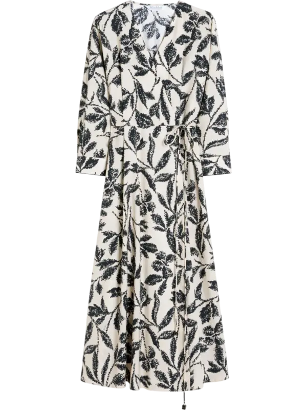 Max Mara Printed Cotton Poplin Wrap Dress - Beige