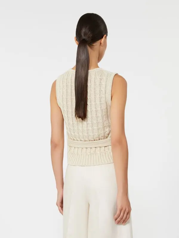 Max Mara Linen And Cable-knit Gilet