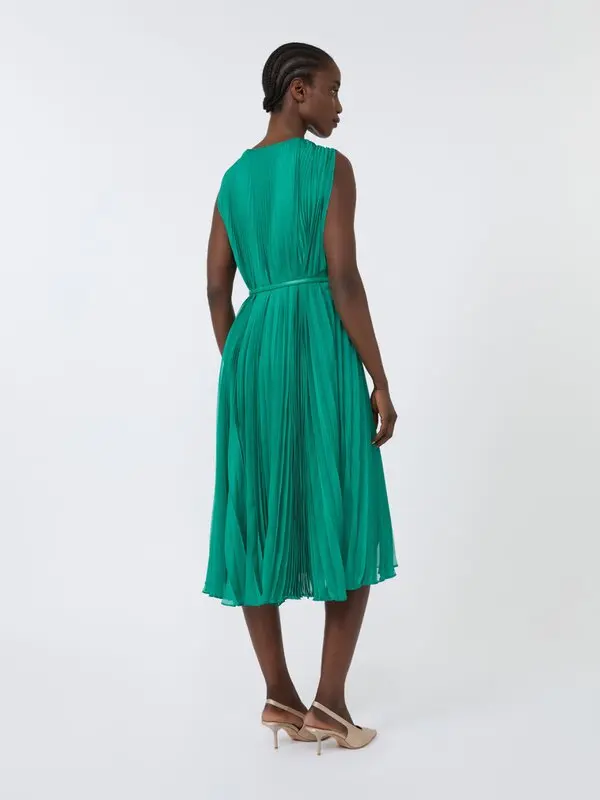Max Mara Plissé-pleated Chiffon Midi Dress - Green