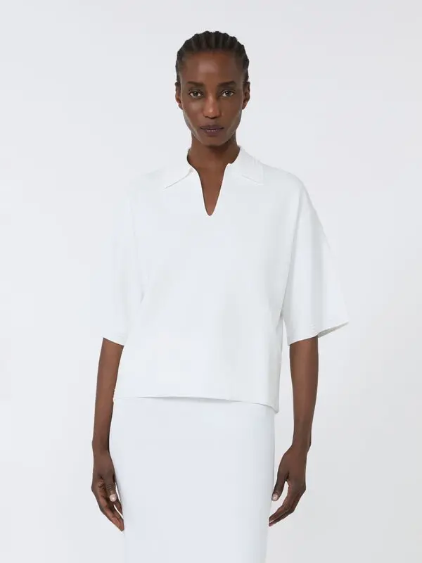 Max Mara Viscose Crêpe Polo Jumper - Optical White