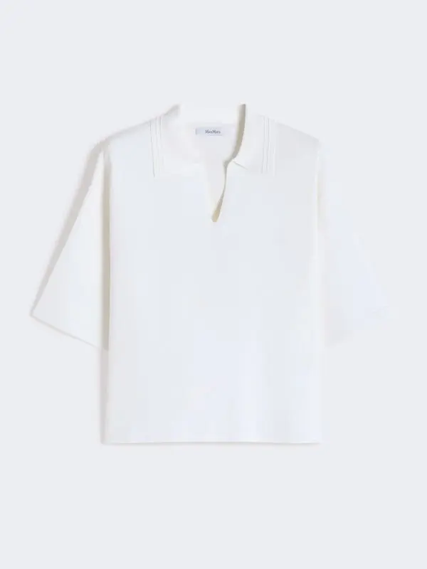 Max Mara Viscose Crêpe Polo Jumper - Optical White