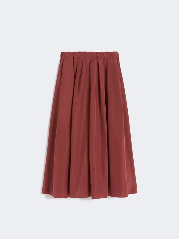 Max Mara Pleated Taffeta Long Skirt - Cherry