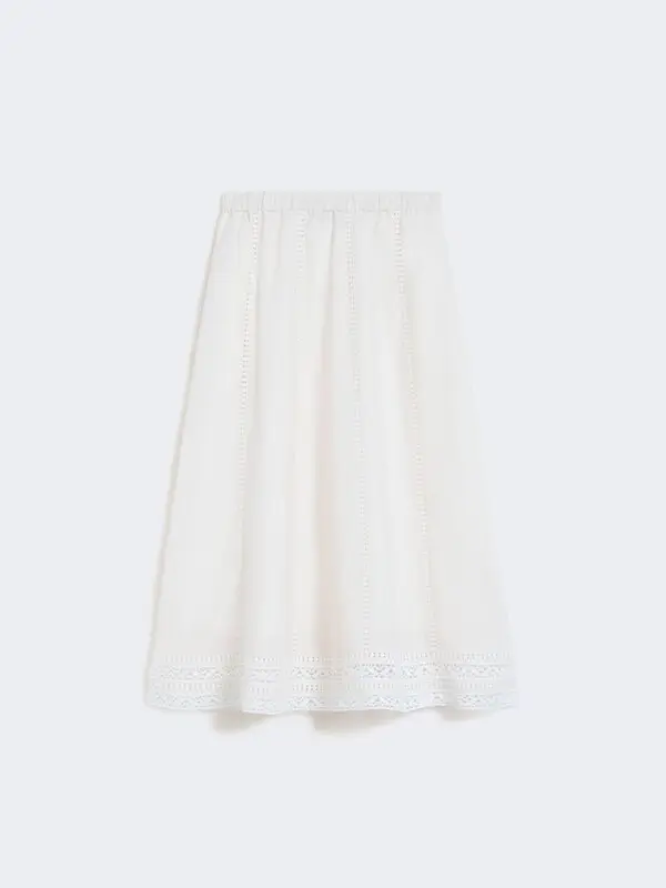 Max Mara Linen Skirt With À Jour Embroidery - Ecru