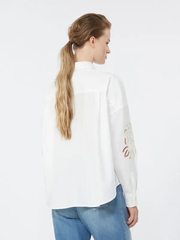 Max Mara Cotton Blouse With Embroidery And Lace