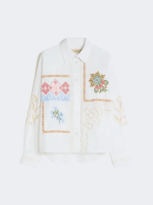 Max Mara Cotton Blouse With Embroidery And Lace