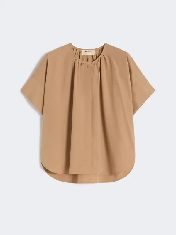 Max Mara Cotton Poplin Crew-neck Shirt - Tobacco