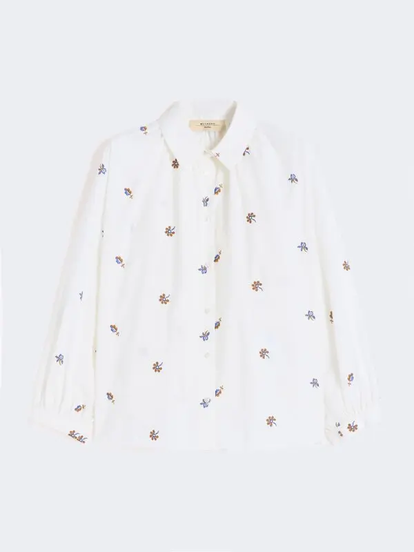 Max Mara Poplin Shirt With Embroidery - White