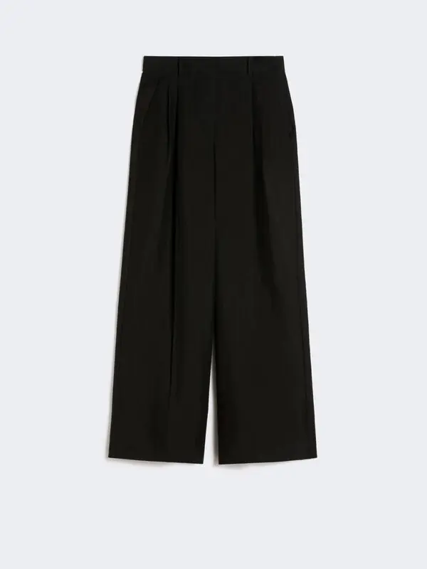 Max Mara Viscose And Linen Wide-leg Trousers - Black