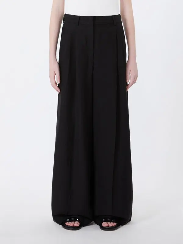 Max Mara Viscose And Linen Wide-leg Trousers - Black
