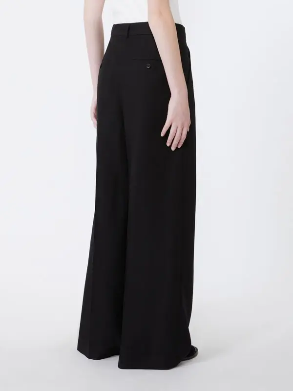 Max Mara Viscose And Linen Wide-leg Trousers - Black