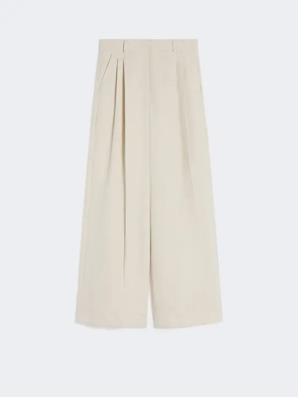 Max Mara Viscose And Linen Wide-leg Trousers - Beige
