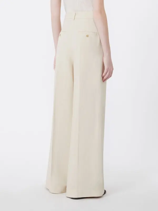 Max Mara Viscose And Linen Wide-leg Trousers - Beige