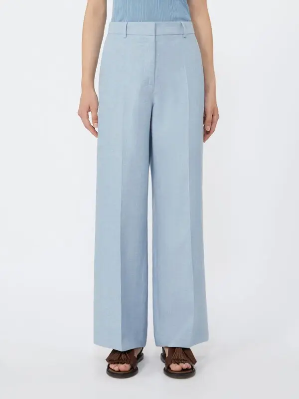 Max Mara Linen Canvas Wide-leg Trousers