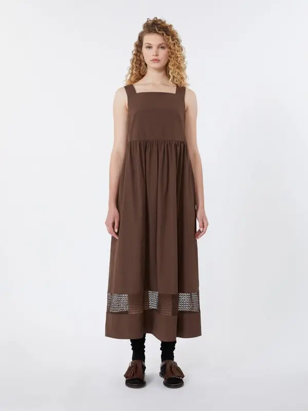Max Mara Cotton-Poplin Fit-And-Flare Dress - Chocolate | Editorialist