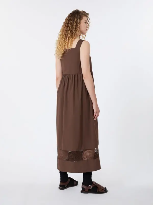 Max Mara Cotton-poplin Fit-and-flare Dress - Chocolate