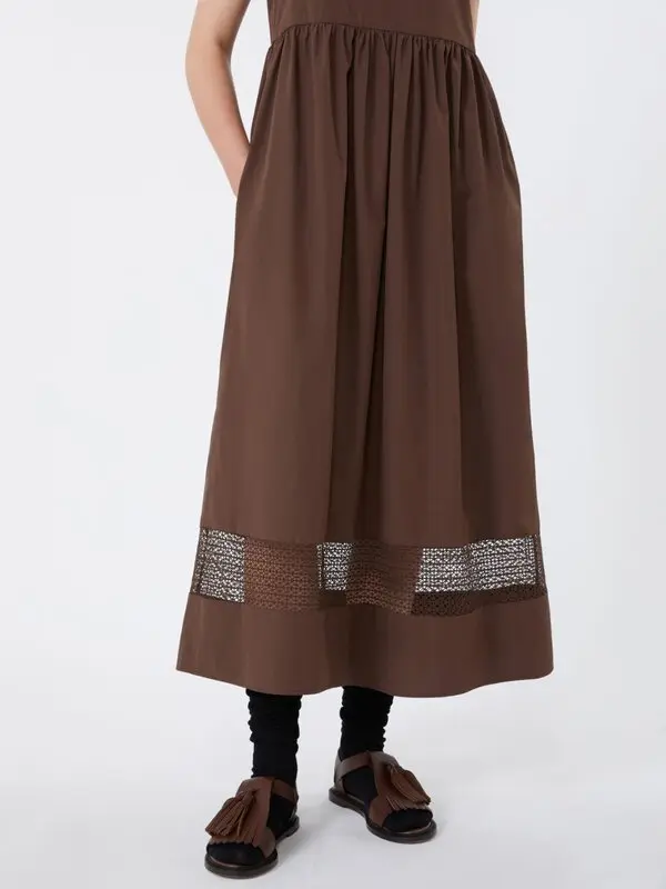 Max Mara Cotton-poplin Fit-and-flare Dress - Chocolate