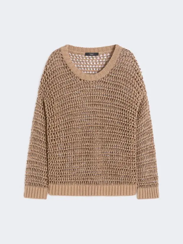Max Mara Linen And Cotton Yarn Mesh Jumper - Tobacco