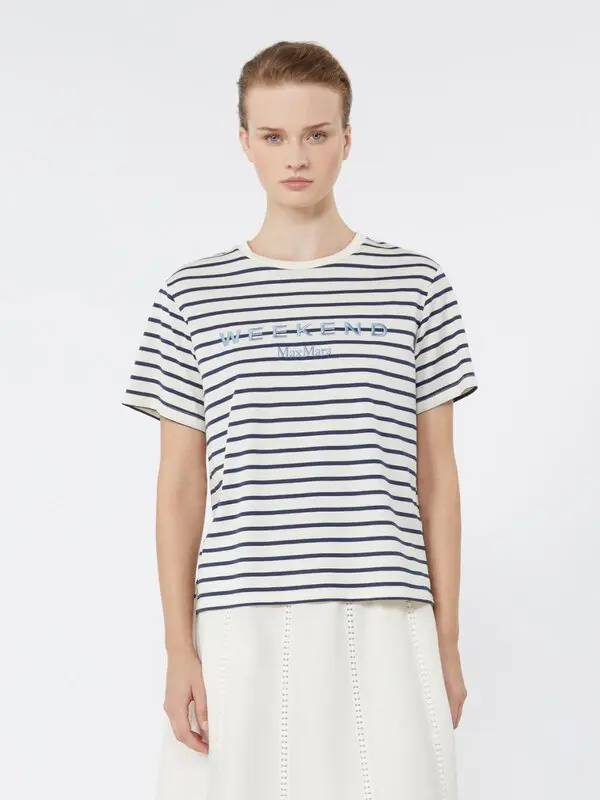 Max Mara Cotton Jersey T-shirt With Embroidered Graphics