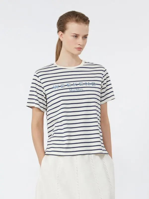 Max Mara Cotton Jersey T-shirt With Embroidered Graphics
