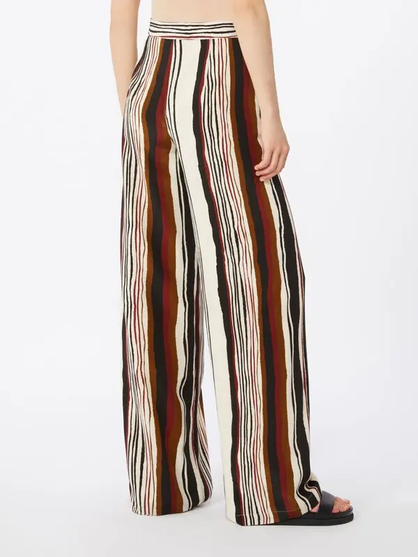 Max Mara Striped Crêpe De Chine Palazzo Trousers