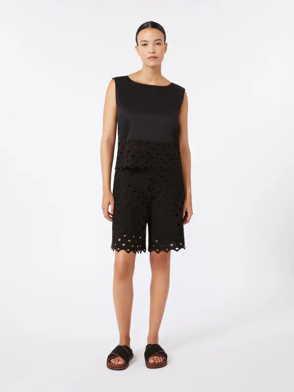 Max Mara Poplin And Macramé Lace Top