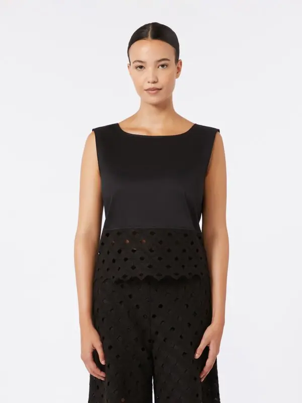 Max Mara Poplin And Macramé Lace Top