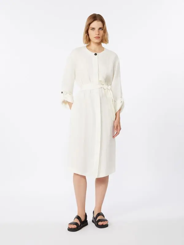 Max Mara Midi Linen Dress In Natural | Editorialist
