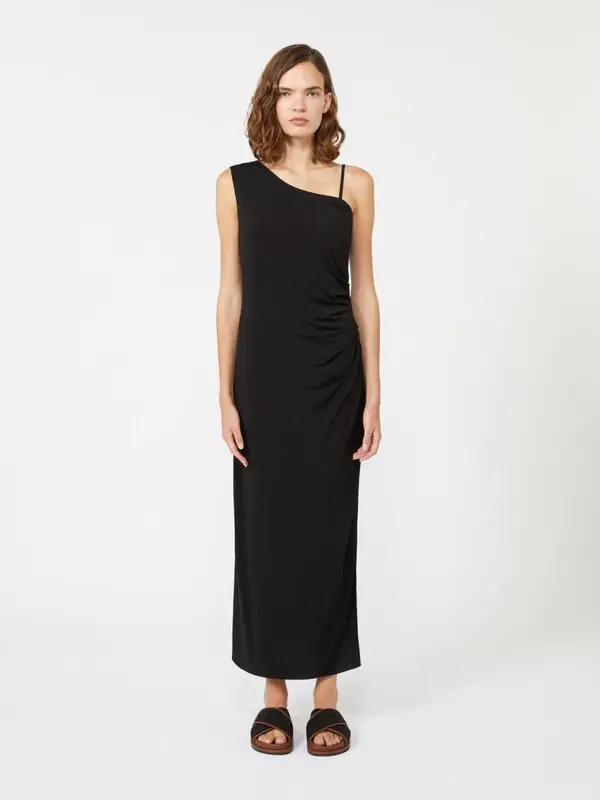Max Mara Jersey One-shoulder Midi Dress - Black