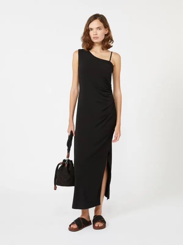 Max Mara Jersey One-shoulder Midi Dress - Black