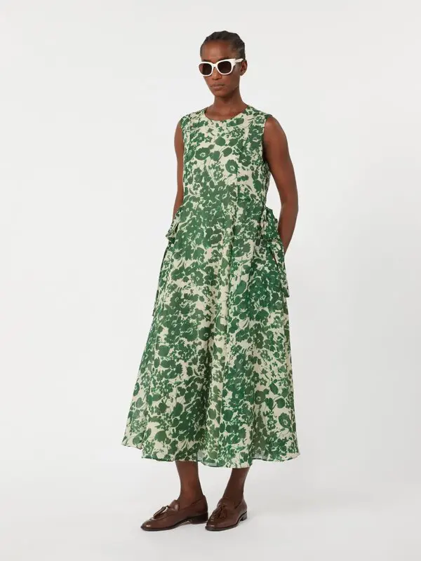 Max Mara Printed Ramie Canvas Dress
