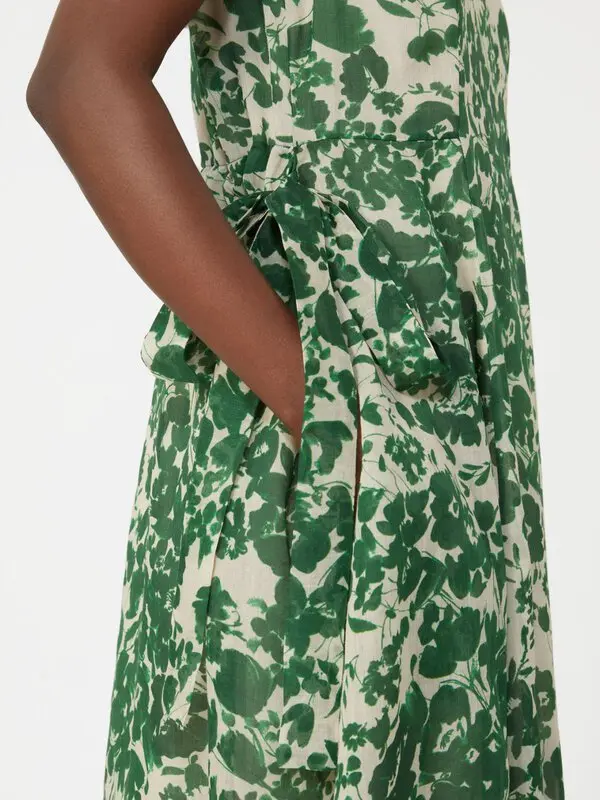 Max Mara Printed Ramie Canvas Dress